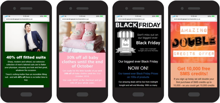 Example SMS Web Pages for retailers | Textmarketer