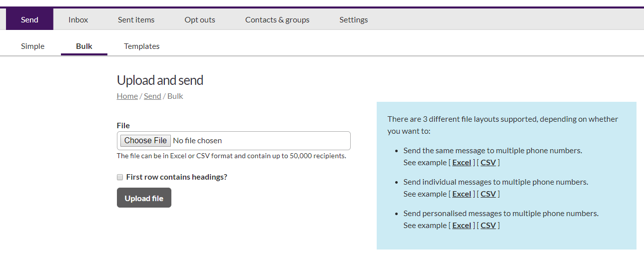 Bulk Send from Echo - Esendex Support