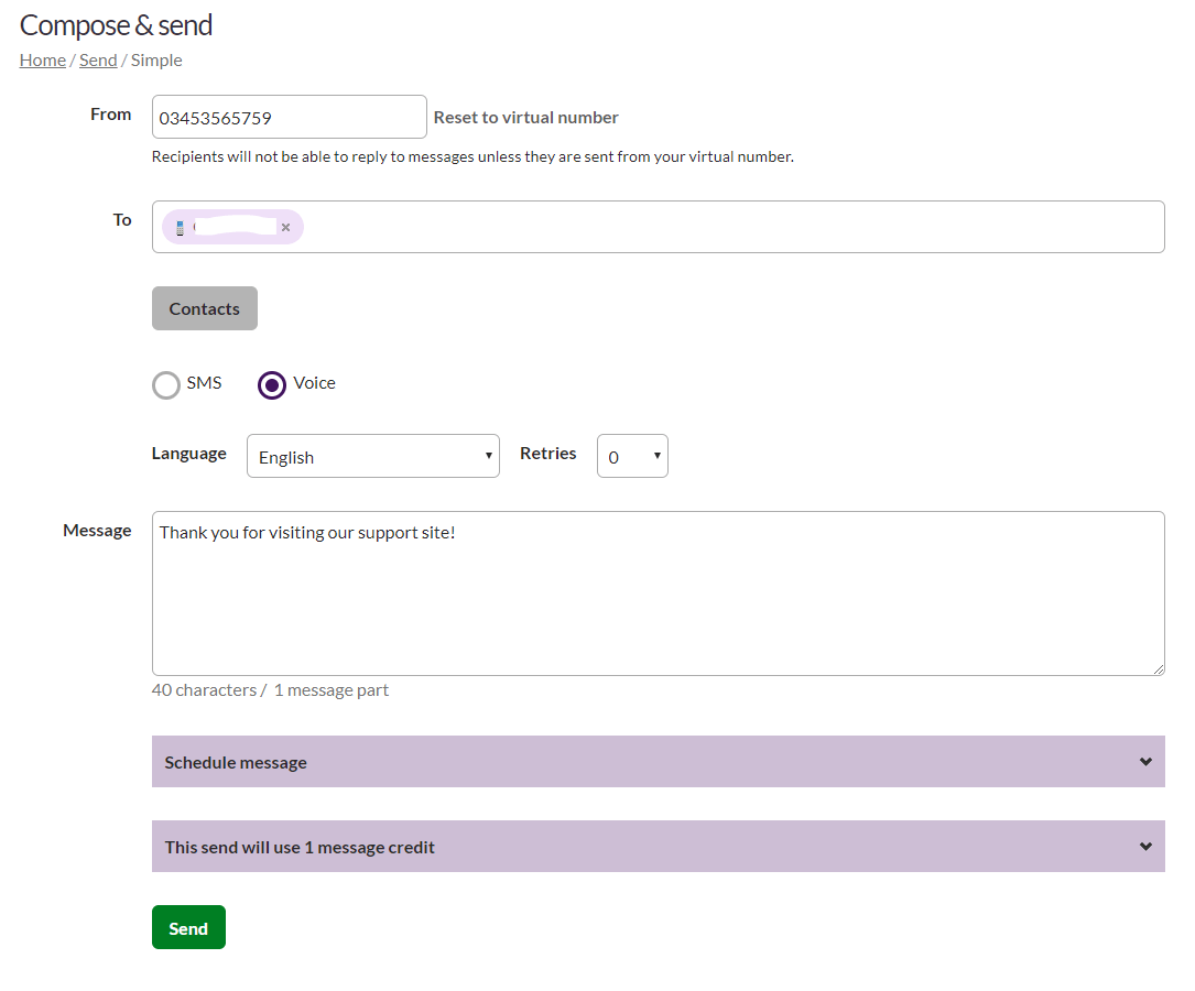 Using Voice Messaging - Esendex Support