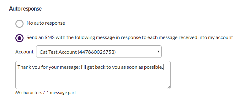 Setting Up Auto Response - Esendex Support