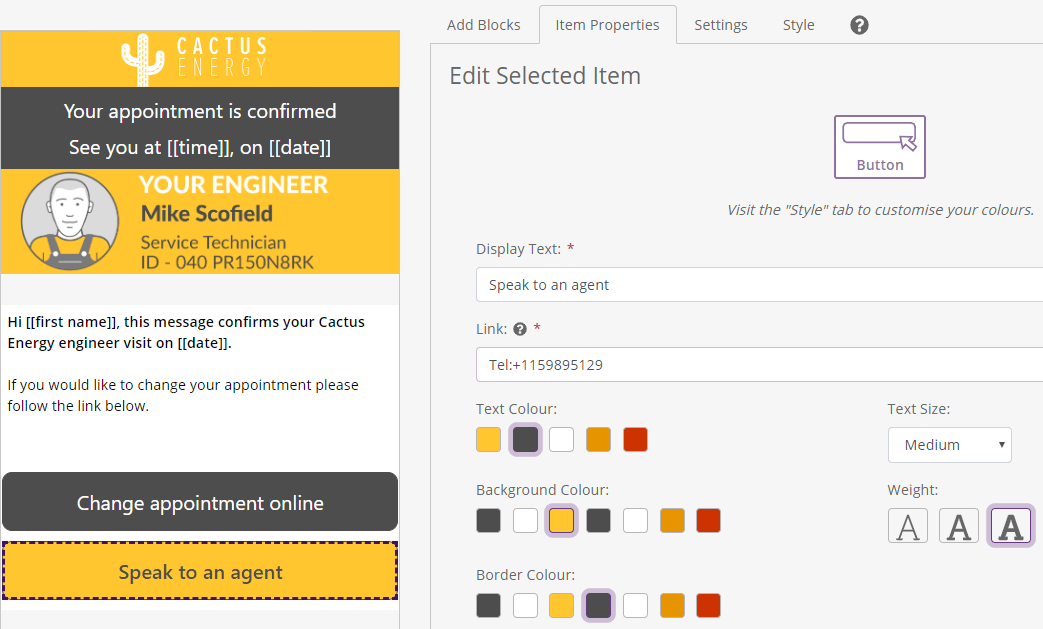 Creating a Graphics, Text and Buttons Landing Page Template - Esendex ...